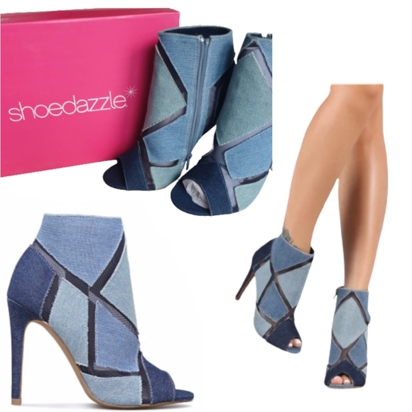Shoe Dazzle | Shoes | Lysa Multi Blue Denim W Mesh Cutout Peeptoe ...